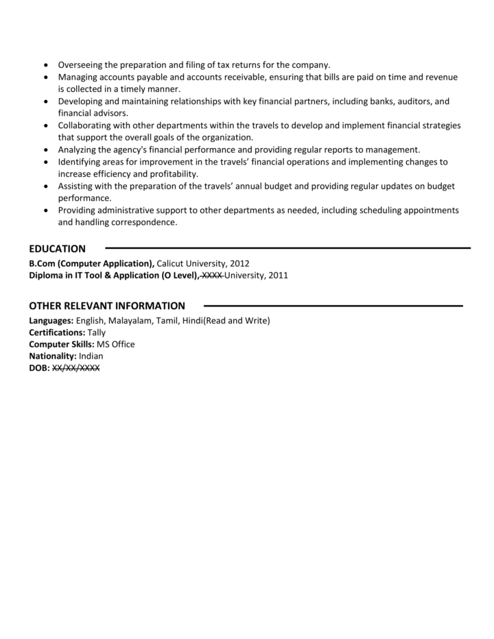 Resume Update Example - Mohammed Ramees